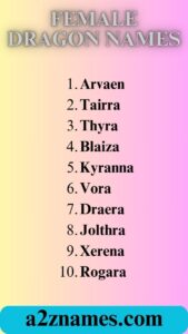 200+ Female Dragon Names for Your Fantasy World - A2zNames